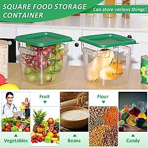 Yungyan 12 Pcs 4 Qt Commercial Food Storage Containers with Lids Restaurant Square Airtight Food Storage Containers Clear Cereal Containers for Kitchen Freezer Dishwasher Pantry(Green Lid)