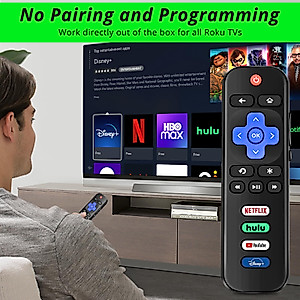 Pack of 2 Replacement TV Remote for Roku TV, Compatible for Hisense Roku/TCL Roku/Onn Roku/Element Roku/Sharp Roku/Haier Roku/Hitachi Roku/LG Roku/JVC Roku Series Smart TV (NOT for Roku Stick or Box)