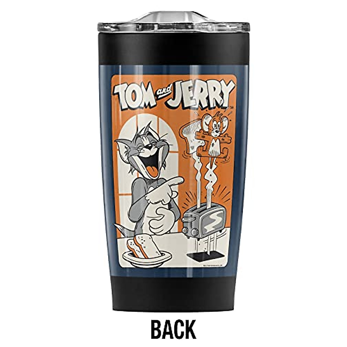 Logovision Tom and Jerry Toast! Stainless Steel Tumbler 20 oz Coffee Travel Mug/Cup, Vacuum Insulated & Double Wall with Leakproof Sliding Lid | Great for Hot Drinks and Cold Beverages