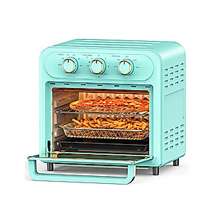 Air Fryer, Paris Rhône 15QT Toaster Oven Countertop, 450℉ Food Dehydrator, Knob-Controlled Freidora de Aire for Easy, Oil Less and Healthy Meals with Nonstick Dishwasher Safe Basket and Trays (Aqua)