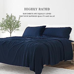 Linen Market Bed Sheets for Queen Size Bed (Navy) - Sleep Better Than Ever with These Soft and Cooling Queen Sheets - Deep Pocket Fits 16" Thick Beds - 4 Piece Queen Sheet Set