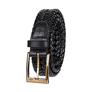 Dockers Men's Leather Braided Casual and Dress Belt,Black Glazed,38