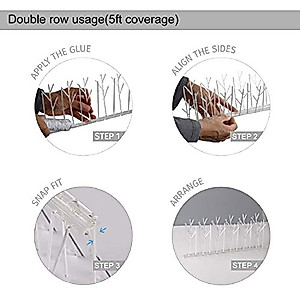 Aspectek Plastic Polycarbonate Bird Spikes Kit with Adhesive Glue, Covers 10 Feet