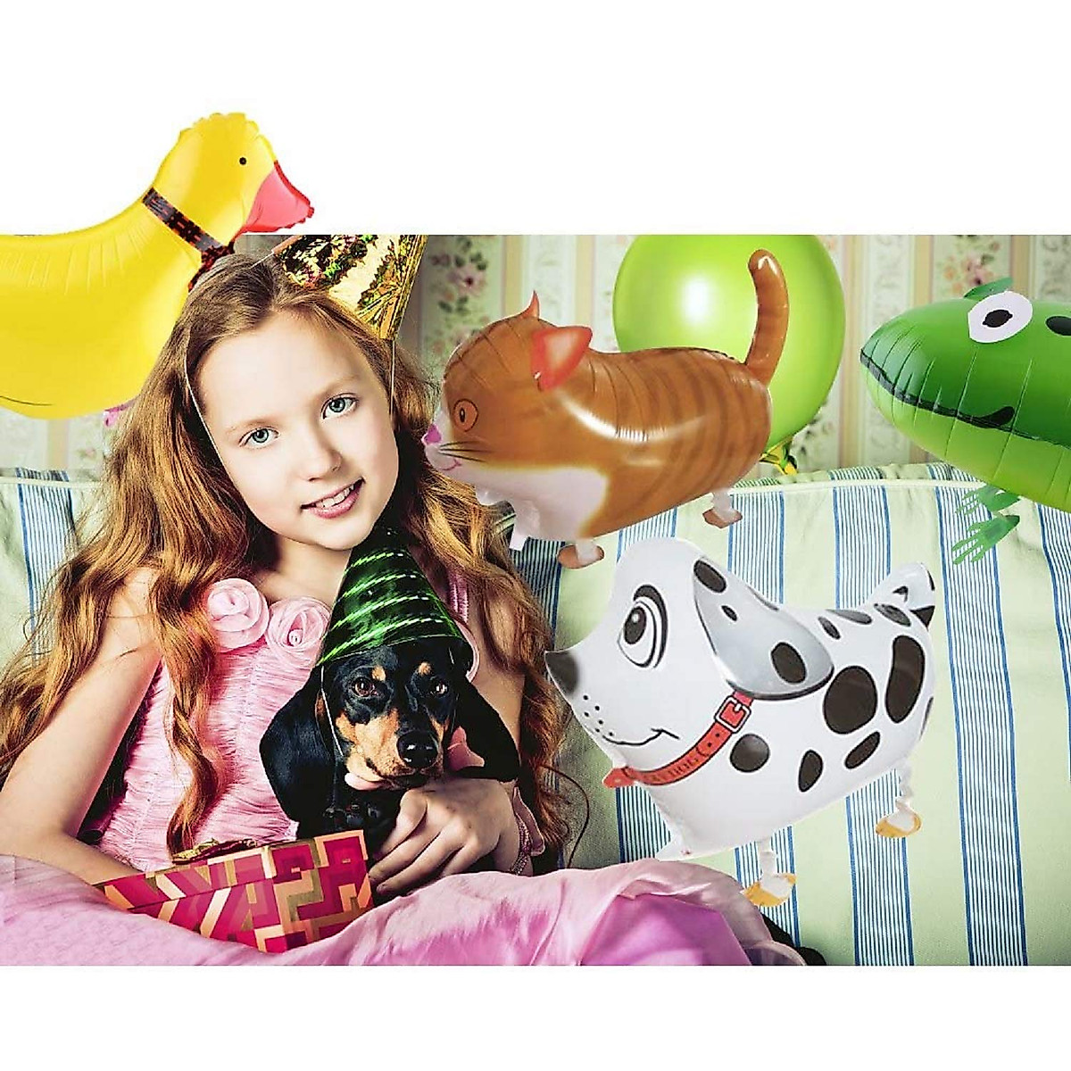 GUGELIVES Walking Animal Balloons Foil Farm Animals Balloon Airwalker Set For Birthday Party BBQ Parties Décor Decoration (Pony,Duck,Rooster,Cow,Pig,Sheep) (6 Pack)