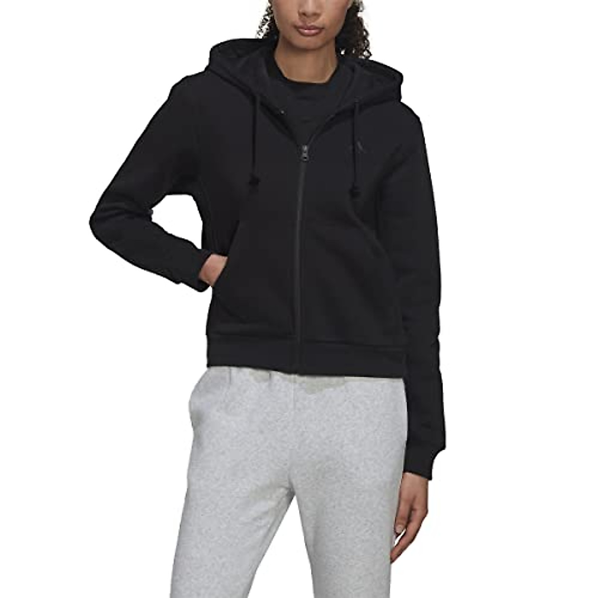 adidas Women's All SZN Fleece Full Zip Hoodie, Black, Medium