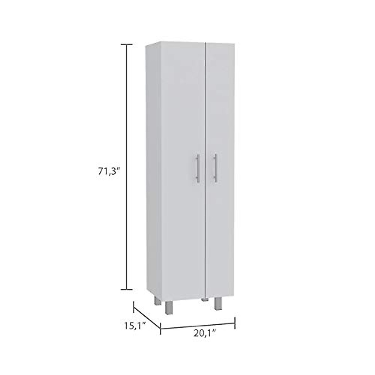 Nala Cleaning Cabinet with 5 Shelves and Hanging Rack in White