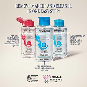 Marcelle Micellar Water, Normal Skin, Makeup Remover, Aloe Vera Extract, Sensitive Skin and Eyes, Oil-Free, Alcohol-Free, Fragrance-Free, Hypoallergenic, Cruelty-Free, 13.5 Fl. Oz.