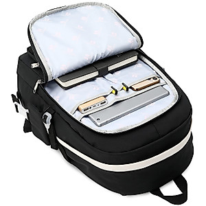 Classic Diamond School Backpack for Girls Backpack Cute Bookbag Kawaii School Bag Anime College Backpack for Teen Girls (Black)