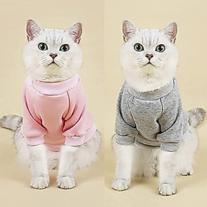 Cat Sweaters - Hairless Cat Cotton Tshirts Pet Clothes - Pullover Kitten T-Shirts with Sleeves - Cats & Small Dogs Apparel (Pink Red, Medium)