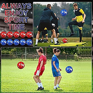 Libima 13 Pcs Soccer Ball Bulk 10 Pcs Official Size 5 Soccer Ball with High Capacity Carry Bag and 2 Pump Soccer Training Set for Youth Teens Adults Sport Gift (Red, Blue,Classic Style)