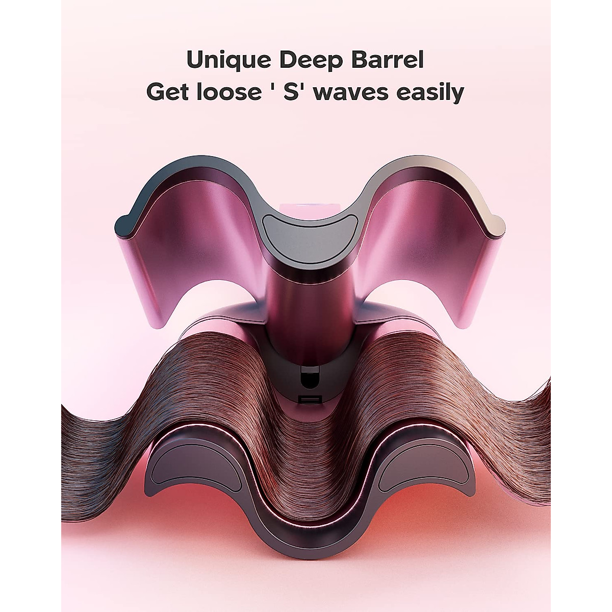 Wavytalk Professional Hair Crimper Curling Iron Wand Hair Waver 3 Barrel Beach Waves Rose Gold