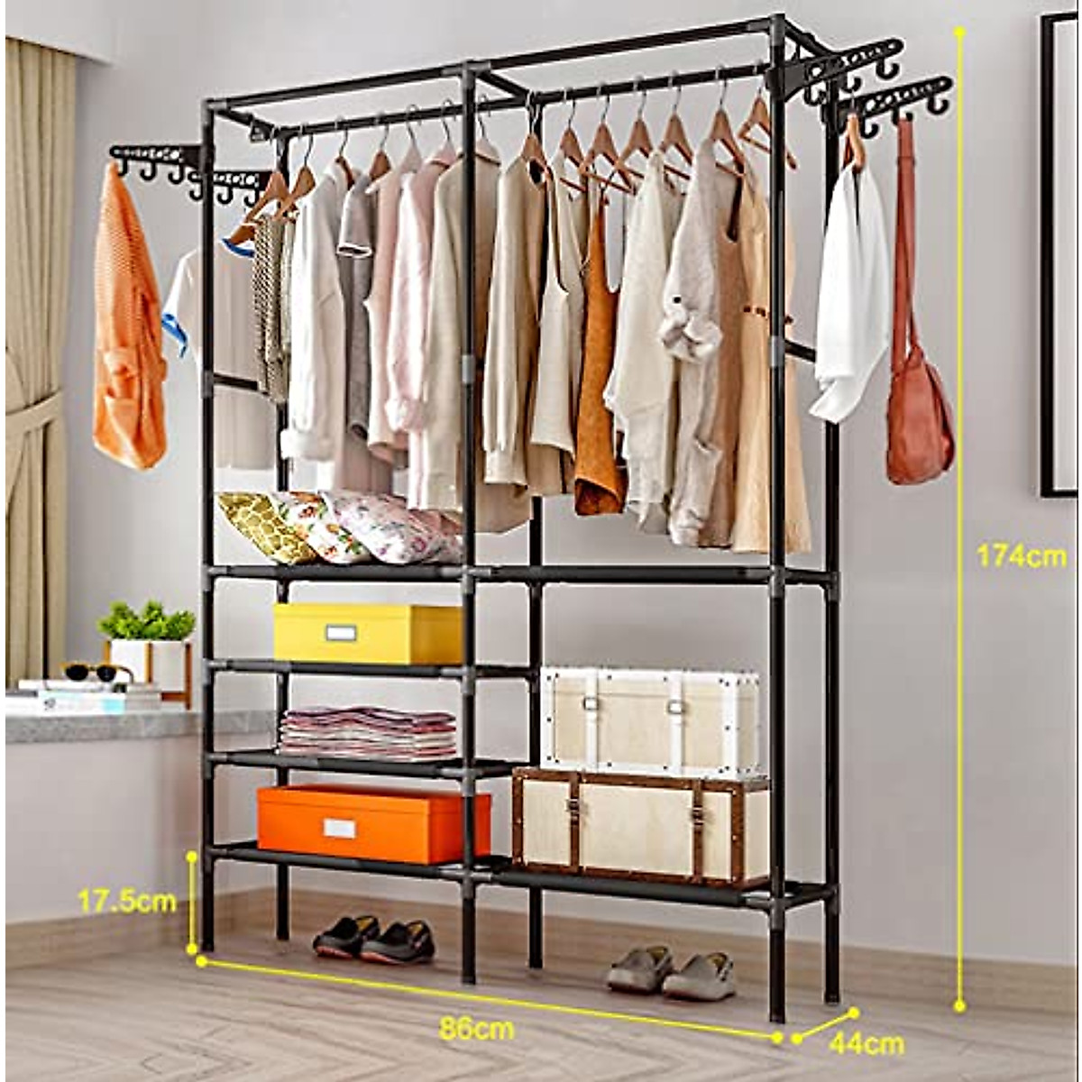 NA Freestanding Clothes Garment Organizer Portable Wardrobe Closets (White)