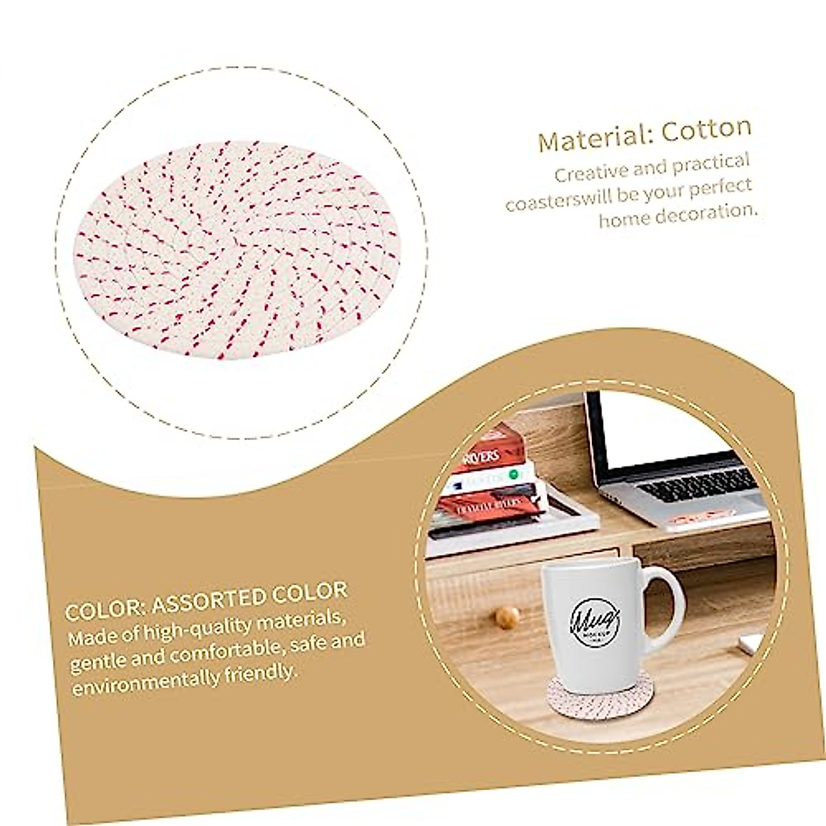 Circle Placemats 3pcs Pad Coaster Table Placemats Coffee Drink Woven Placemats Jute Rope Coaster Cup Round Dining Table Mats Cup Pad Handmade Dining Mat Dining Table