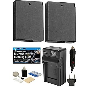 Pack of 2 LP-E12 Batteries and Battery Charger Kit + Microfiber Cleaning Cloth + Digital Camera Cleaning Kit for EOS Rebel SL1, EOS M50, EOS M100, and Canon SX70 Digital Camera