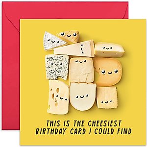 Old English Co. Funny Cheesy Birthday Card for Him and Her - Witty Birthday Card with Hilarious Cheese Pun for Men Women – Funny Anniversary Card for Her or Him | Blank Inside with Envelope