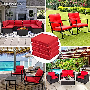 4Pcs Outdoor Patio Seat Cushion Back Pillow Replacement Covers,Fit for Patio Furniture Sectional Sofa Chair Conversation Set,Water-Resistant Fadeless Slipcover,20Lx18Wx4H Inch,Red-Cover Only