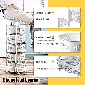 Multi-Layer Kitchen Storage Rack, Detachable Breathable Rotating Fruit Vegetable Organizer, with Lockable Casters, for Kitchen Bedroom, Bathroom,3 Tier