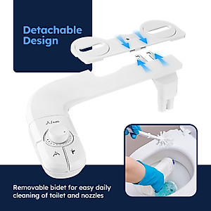 Arofa Bidet Attachment for Toilet, Self-Cleaning, Dual Nozzle Bidet Toilet Seat, Ultra-Slim Bidets for Existing Toilets, Non-Electric, Adjustable Water Pressure, Feminine & Rear Wash (White)