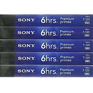 Sony VHS T-120 Standard Grade 5 Pack 6 Hour Tapes High Durability
