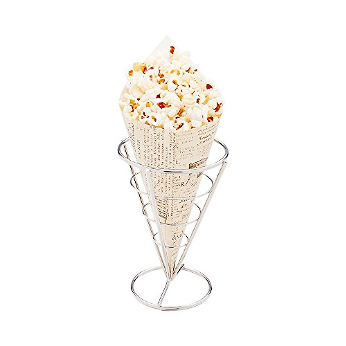 Restaurantware Conetek 10-Inch Eco-Friendly Finger Food Cones: Perfect for Appetizers - Food-Safe Paper Cone with Newsprint Styling - Disposable and Recyclable - 100-CT - Restaurantware