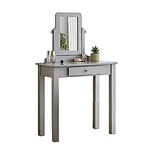GTU Furniture Transitional Vanity Set with Mirror Stool (Silver)