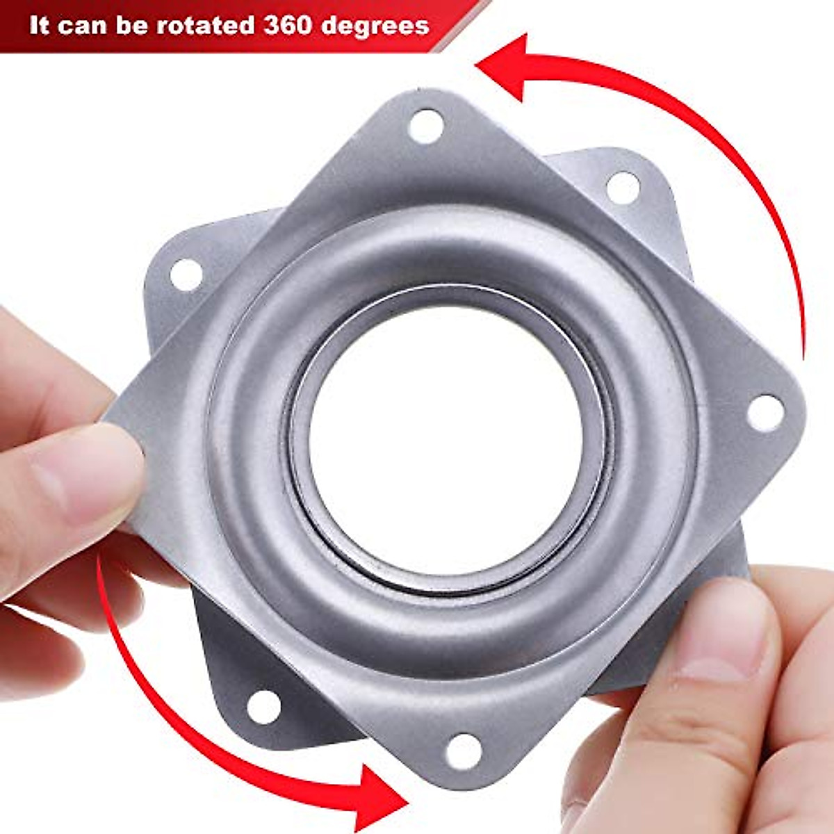 4 Pieces 3 Inch Square Lazy Susan Turntable Bearings Rotating Bearing Plate with 150 Pound Capacity, 5/16 Inch Thick (Silvery)