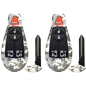 2x New Camouflage Entry 5 Buttons Remote Start Car Key Fob M3N5WY783X IYZ-C01C For Compatible with Town Country Dodge Grand Caravan VW Routan.