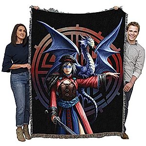 Pure Country Weavers Look to The East Dragon Blanket by Anne Stokes Age of Dragons Collection - Gift Fantasy Tapestry Throw Woven from Cotton - Made in The USA (72x54)