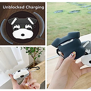 Guanli Cute Case for AirPods 3rd Generation 2021 Model,Cool Funny 3D Cartoon Lovely Animals & Fruit Design Silicone Protective Case Cover with Keychain for New Airpod 3 Gen for Women Men (Schnauzer)