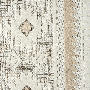 Abani Area Rugs - Modern Tribal Pattern - Cream Rug for Living Room, Bedroom, Dining Room - Indoor/Outdoor - Easy to Clean - Non-Shedding - 8' x 10'