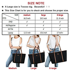CHICECO Basic Large Travel Tote Shoulder Bag for Women - Black + Brown/20.5 Length