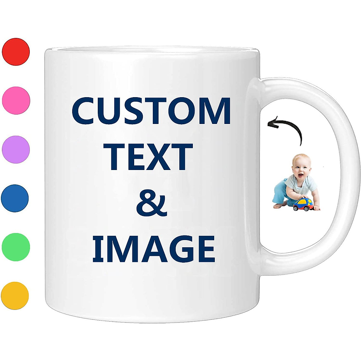 Custom Photo Coffee Mug, Personalized Mug w/Picture, Text, Name - Personalized Gifts for Mom, Boyfriend, Girlfriend, Best Friend, Christmas Gifts, Party Favors Mug 11oz White Wholesale