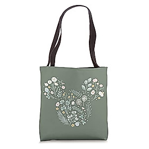 Disney Mickey Mouse Icon Spring Flowers Sage Green Tote Bag