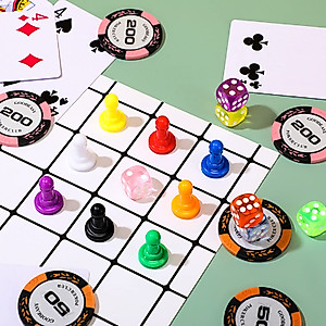 78 Pieces Multicolor Board Game Pieces Include 72 Pieces Multicolor Plastic Pawn Chess Pieces 6 Pieces Plastic 6-Sided Game Dice Chess Game Pieces Game Dice Set for Board Game Components Table Marking