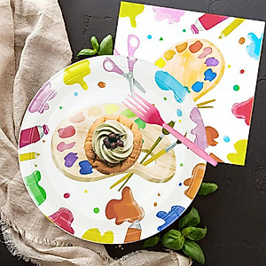 NAIWOXI Art Paint Party Supplies Tableware - Paint Art Party Decorations Dinnerware, Plates, Napkins, Cups, Cutlery, Art Painting Themed Party Supplies For Birthday Baby Shower | Serves 24