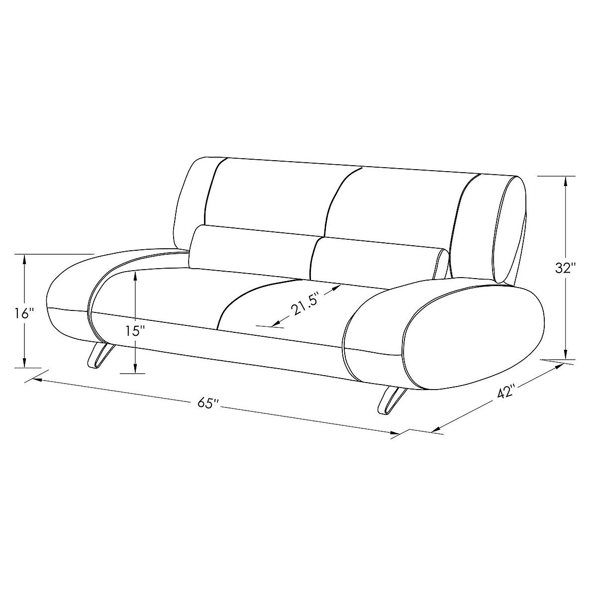 ZURI Modern Aspen Collection - Loveseat - White