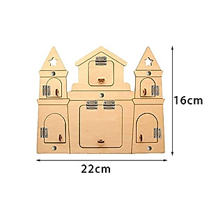 Almencla DIY Wooden Toy Sensory Board Pieces for Toddlers Kids Early Educational Toys Developmental Toys Smooth and Birthday Gift, Castle