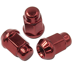 Wheel Accessories Parts Set of 16 ATV/UTV Lug Nut Kit M12x1.5 Thread Closed End Bulge Acorn Lug Nuts 1.38” Long - Cone Seat - 19mm (3/4”) Hex Wheel Lug Nut (Red)