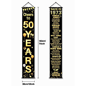 50th Birthday Anniversary Party Decorations Cheers to 50 Years Banner Party Decorations Welcome Porch Sign for Years Birthday Supplies (50th-1973)