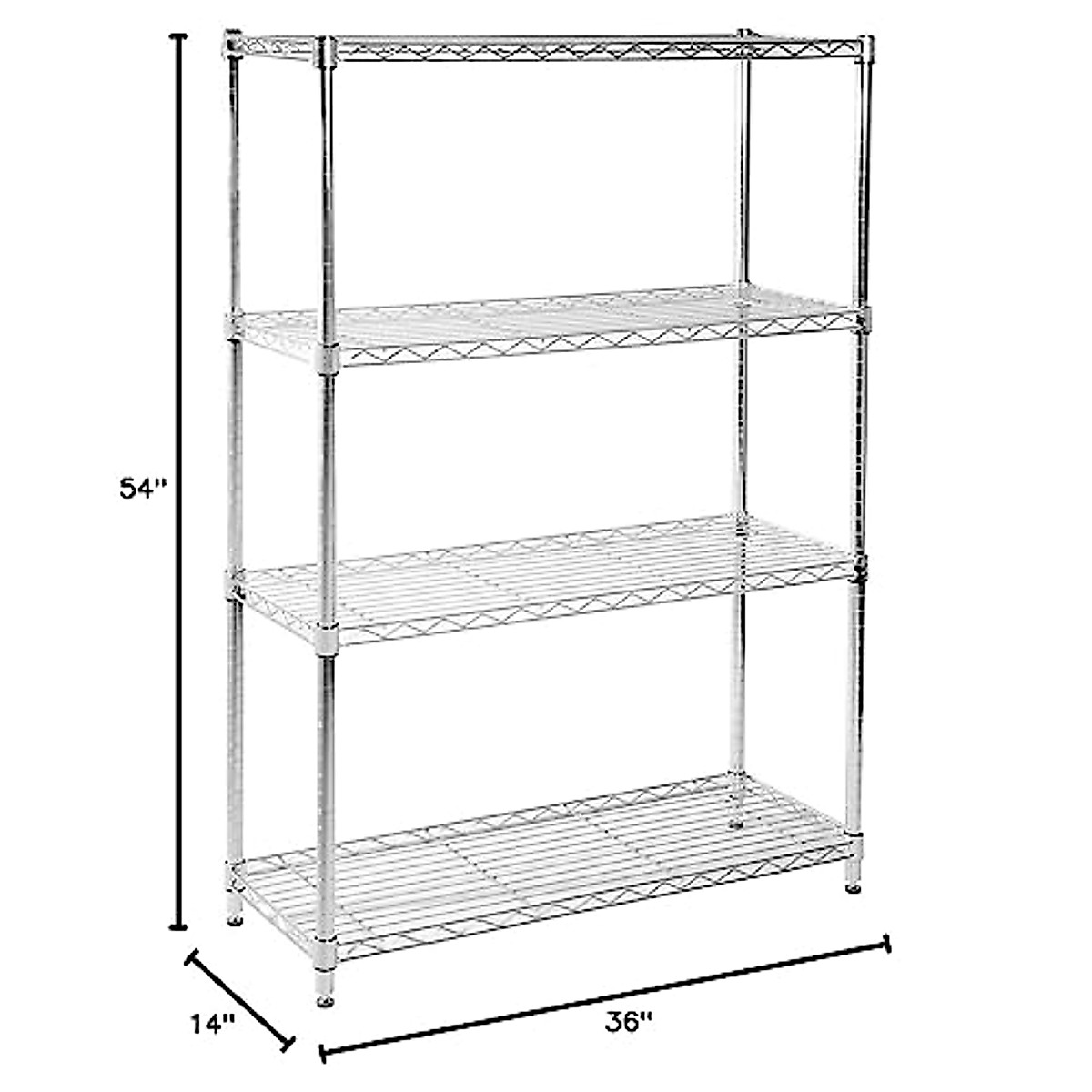 Seville Classics 4-Tier UltraZinc NSF Steel Wire Shelving, 14" D x 36" W x 54" H
