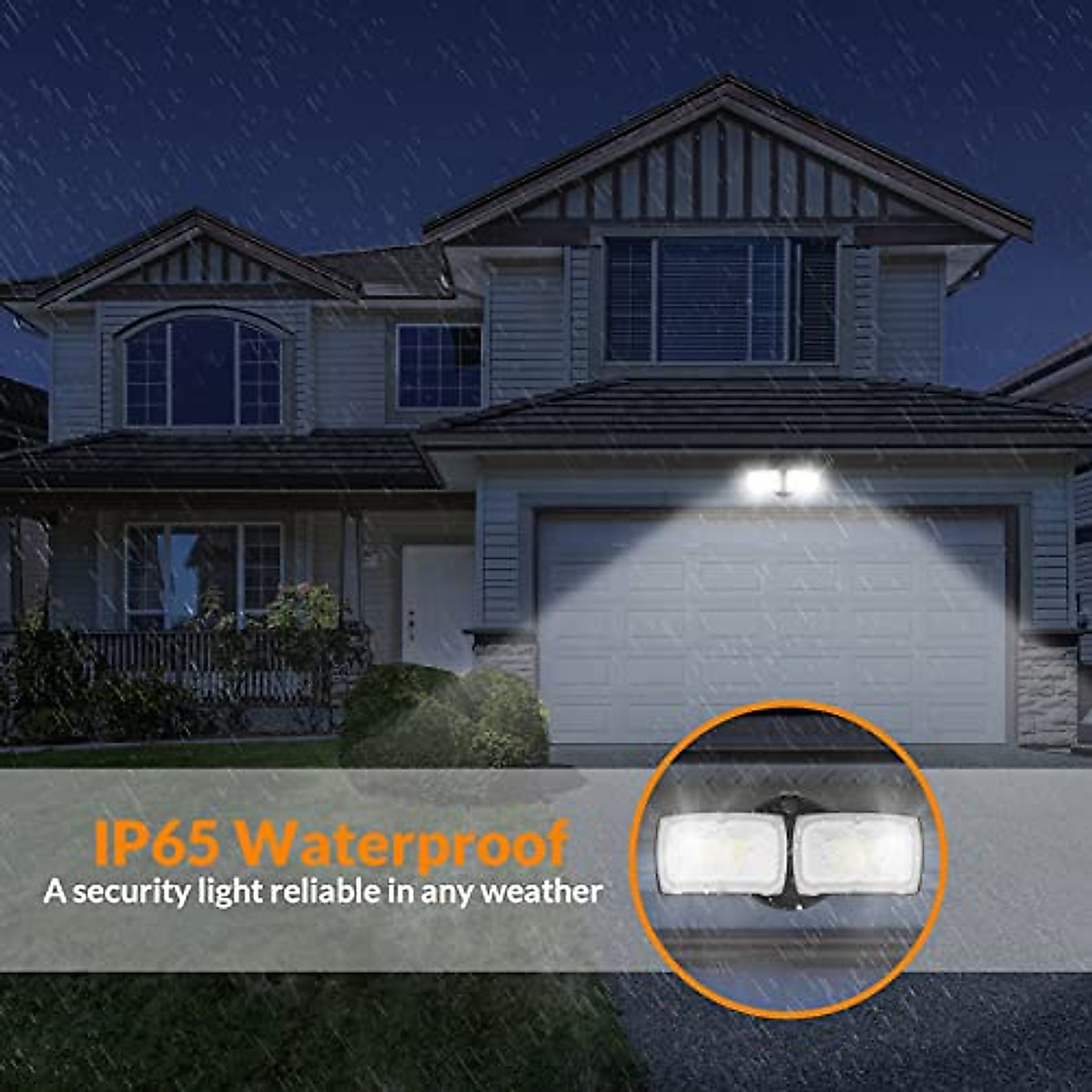 LEPOWER 2 Pack LED Security Light Dusk to Dawn Outdoor Flood Light Fixture with 2 Adjustable Heads, 3000LM/28W, 5500K, IP65 Waterproof Exterior Flood Lights for Garage, Backyard (Black)