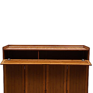 Bamboo Shoe Storage Cabinet 7 Tier Shoes Rack with Folding Door Free Standing Shoe Racks Shoe Organizers for Entryway Hallway Living Room Bedroom, 46 * 13 * 45.3 Inch