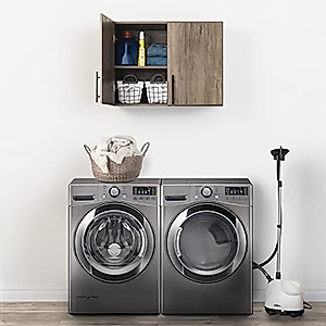 Prepac Elite Functional Wall Mount Shop Cabinet with Adjustable Shelf, Simplistic Stackable 2-Door Garage Cabinet 16" D x 32" W x 24" H, Drifted Gray, DEW-3224