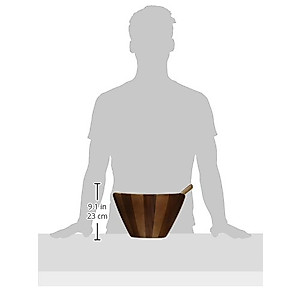 Lipper International Acacia Large Wave Bowl with Servers, 162.31 fl.oz.,Brown