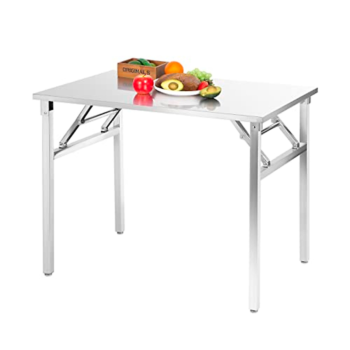 Small Stainless Steel Folding Table, Portable Camp Picnic Party Dining Table No Assembly Sturdy Small Folding Desk (36" x 24")…