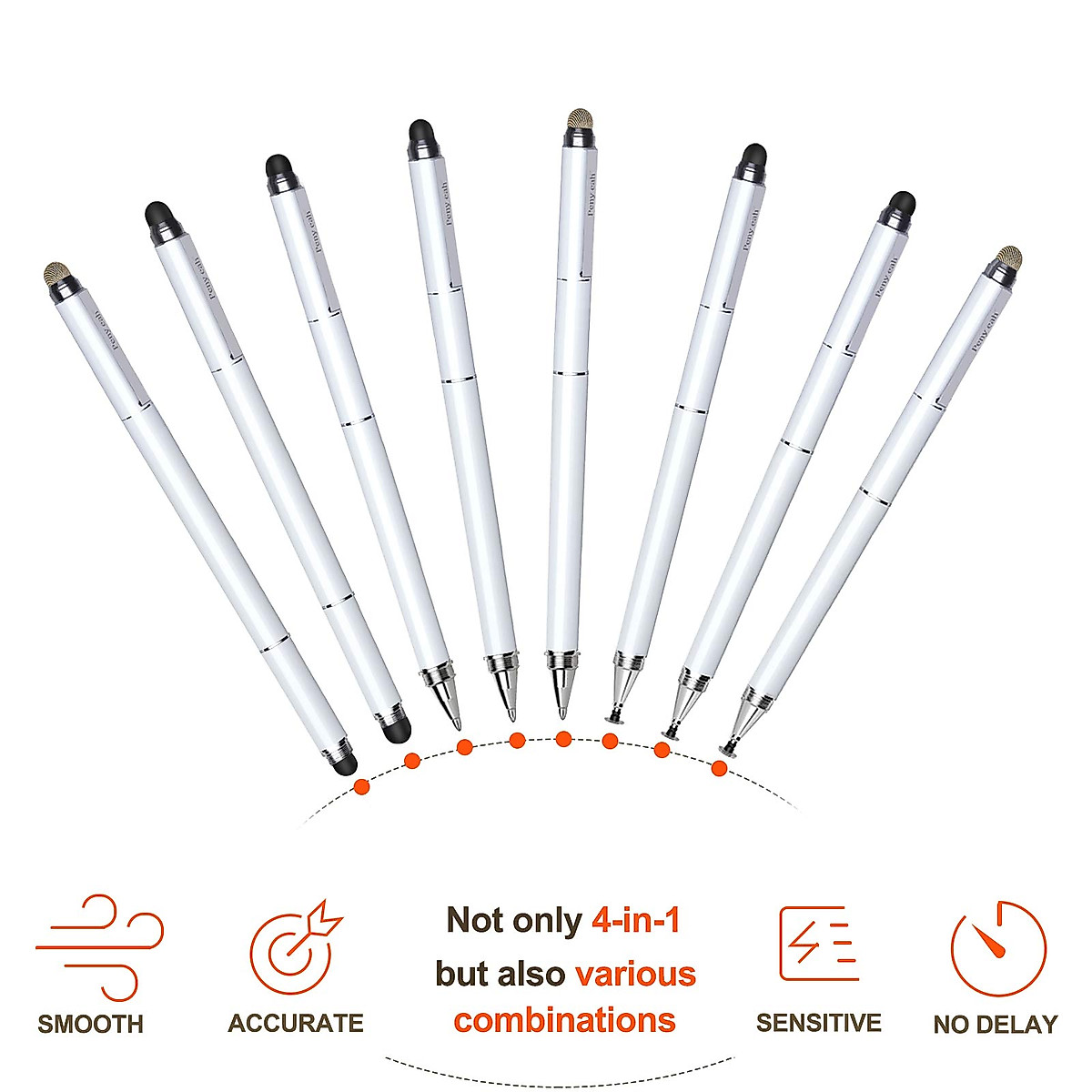 Stylus for Touch Screens - Penyeah DIY 4-in-1 High Sensitivity and Precision Disc Stylus Pen, Universal for iPad, iPhone, Tablets All Capacitive Touch Screens with 4 Replacement Tips - White