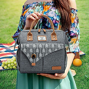 Lekesky Lunch Bag for Women Insulated Lunch Box Leakproof Lunchbox for Adult Work, Grey