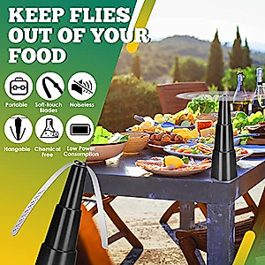 2 PCS Fly Fans, Fly Fan for Tables, Table Fan Outdoor Indoor Keep Flies Away, Table Top Food Fan for Picnic Patio Camping Home