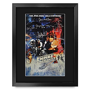 HWC Trading Framed 11" x 14" Print - Star Wars - The Empire Strikes Back Movie Poster Cast Signed Gift Mounted Printed Autograph Film Gifts Photo Picture Display