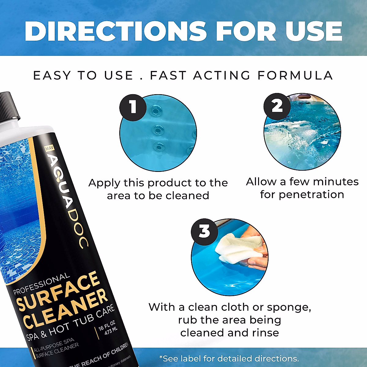 MAV AquaDoc Spa Cleaner & Hot Tub Cleaner Spray - Best Spa Surface Cleaner for Hot Tubs, Jacuzzi Cleaner & Hot Tub Surface Cleaner for Spa That Works as a Jacuzzi Cleaner & Tub Cleaner 16oz